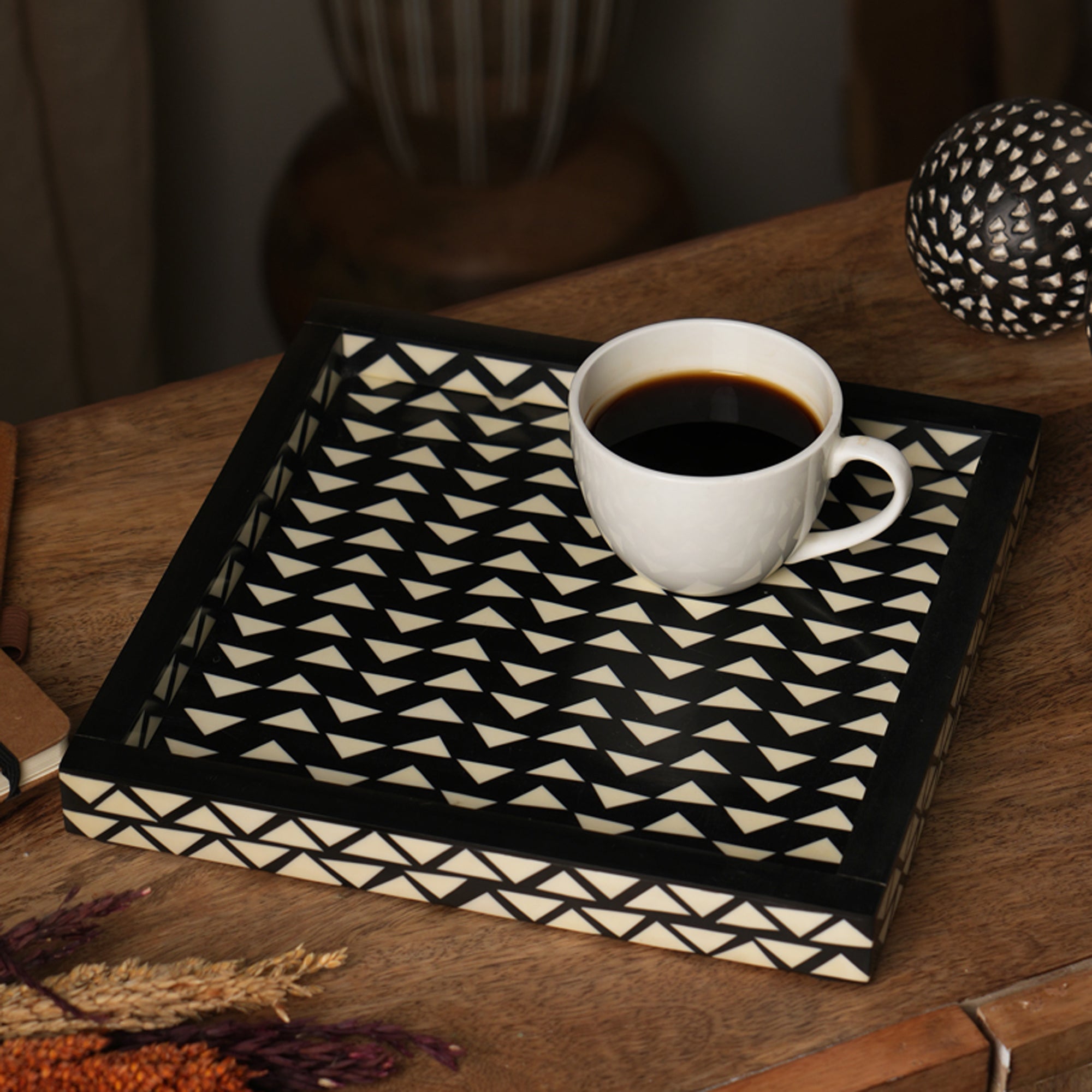 Square Patterned Decorative Tray – Elegant and Functional Accent Piece ...