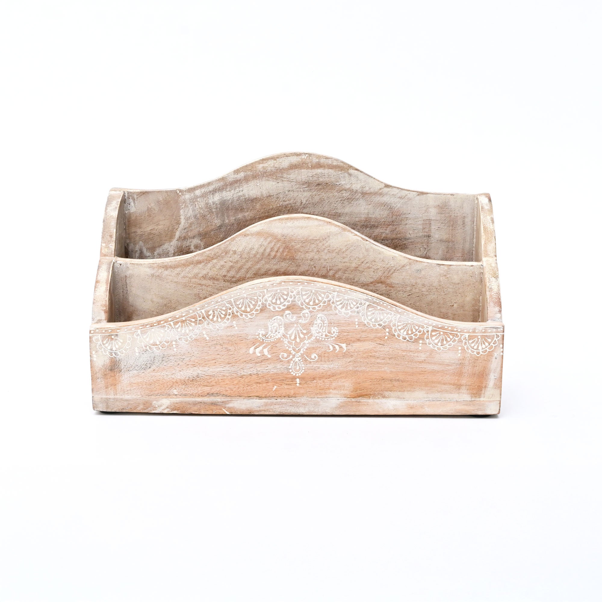 White Wash Wooden Desk Organiser Office Storage Caddy – ExpobazaarEU