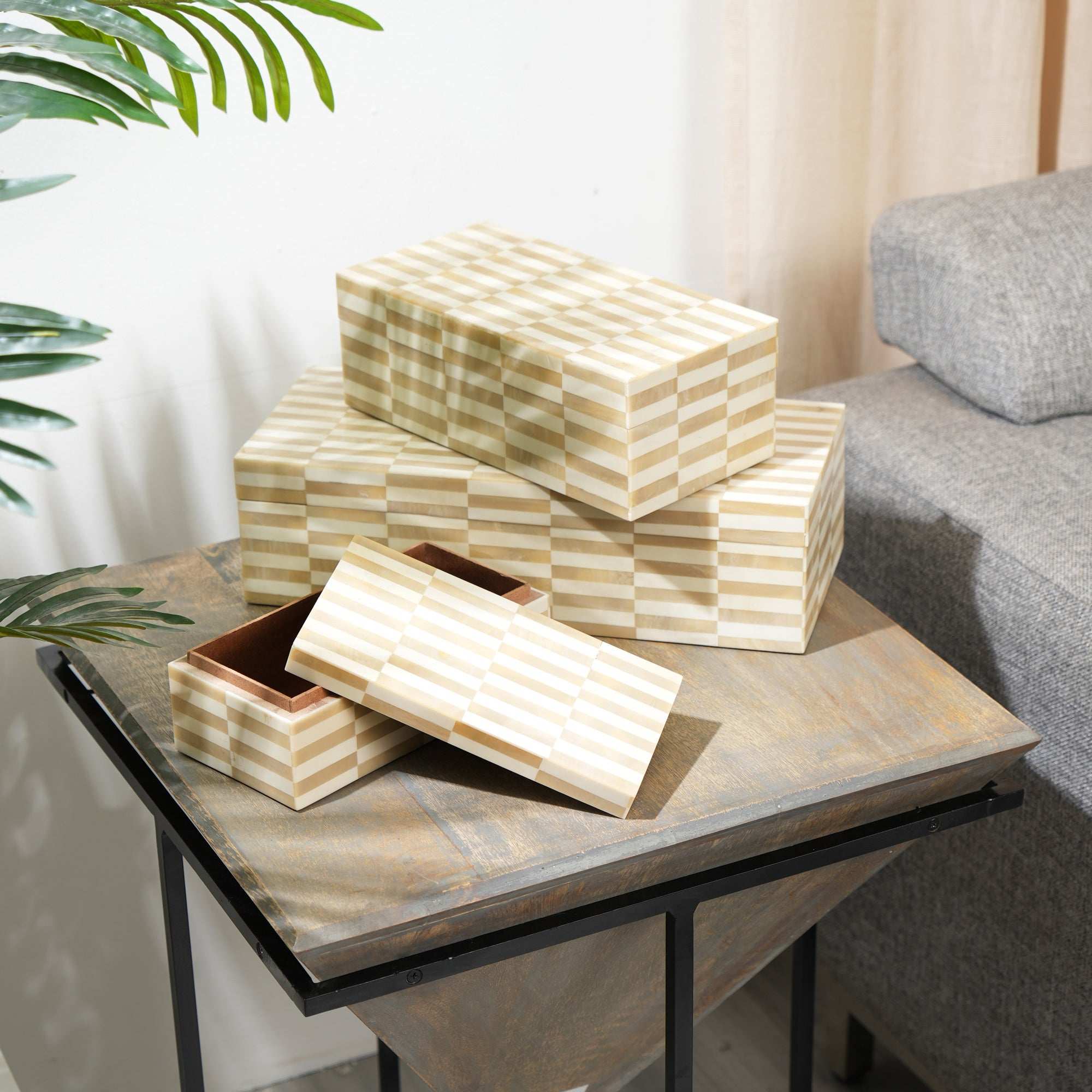 Alicia 3-Pc Ivory Resin MDF Jewellery & Keepsake Storage Box Set – Ele ...